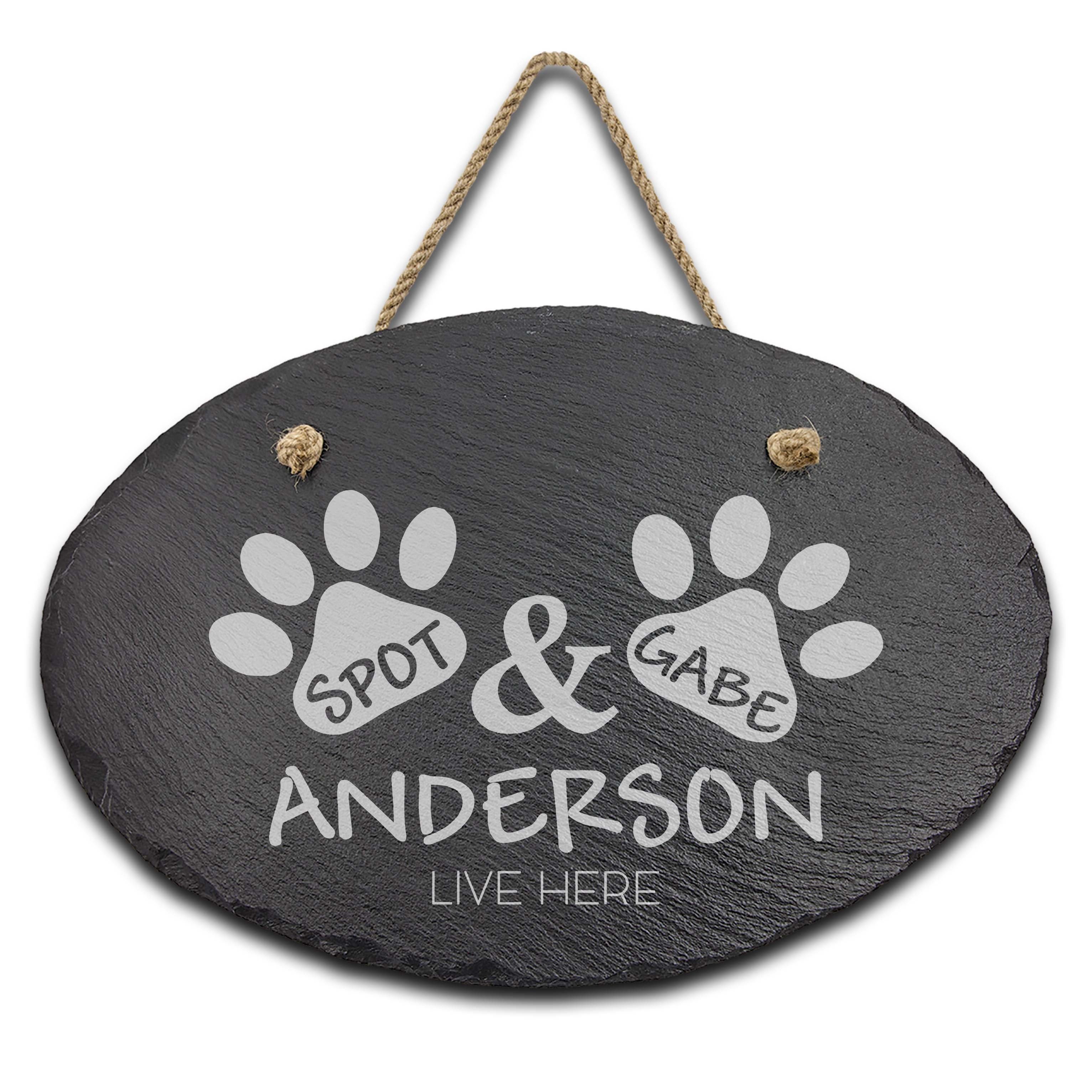 Slate Outdoor Address Sign | Paw Prints – Etchey